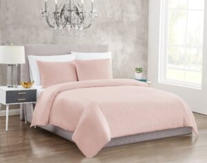 christian siriano ny - 300 tc twin 2 piece duvet and pillowcase set - cotton sateen collection - blush