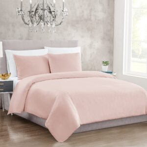 Christian Siriano NY - 300 TC Twin 2 Piece Duvet and Pillowcase Set - Cotton Sateen Collection - Blush