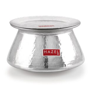 HAZEL Aluminium Hammered Finish Handi with Lid Biryani Rice Cooking Pot Degri Tope Patila, 23 cm, 5 Litre (7200 ML)