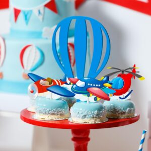 Airplane Cupcake Topper Plane Birthday Party Supplies, Airplane Aircraft Cupcake Toppers for Kids Plane Theme Party Baby SHower Favor Supplies SET of 24