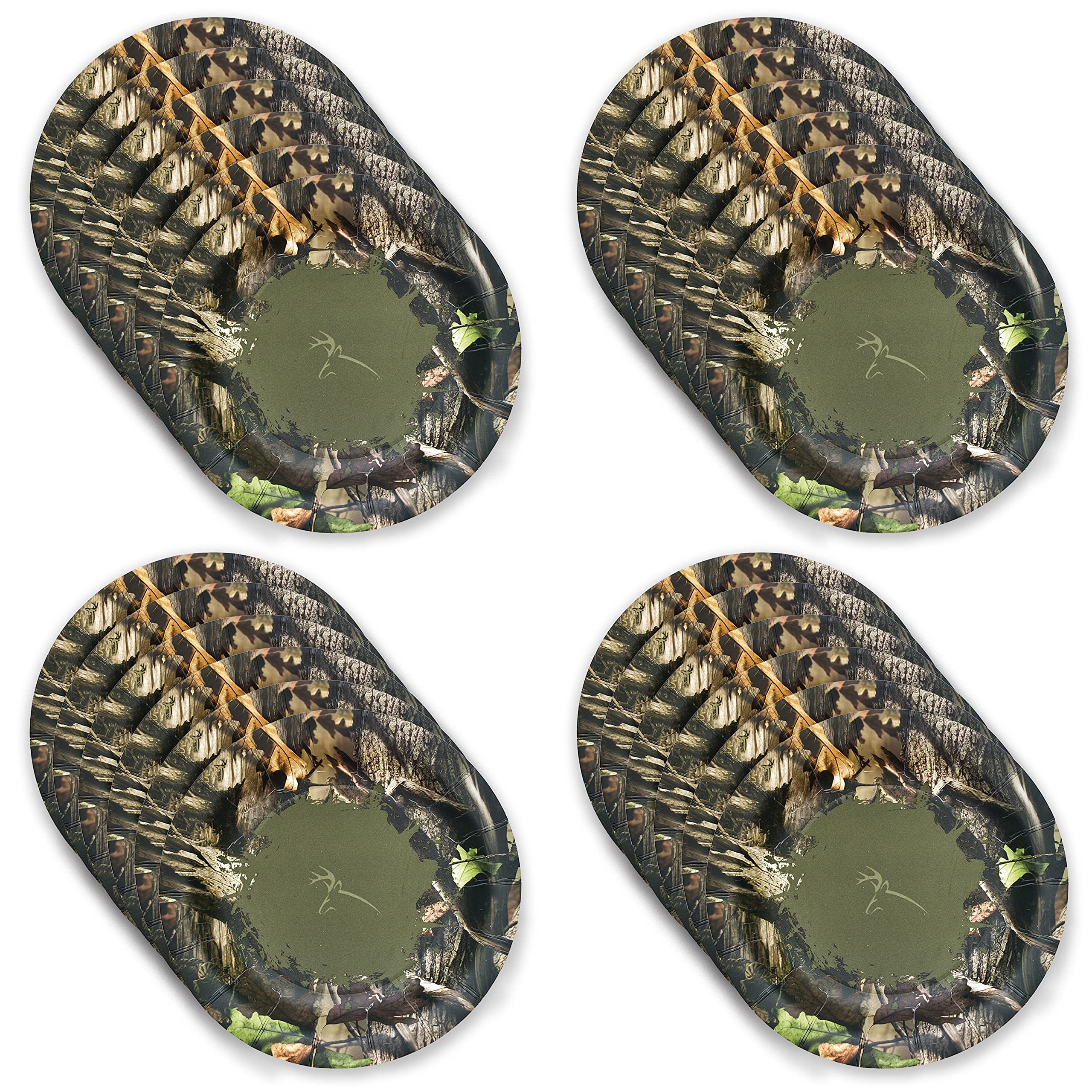 Havercamp Next Camo 7" Party Plates (24 pack) Hunting Camo Round Dessert Plates with Buck logo. Great for Hunter Themed Party, Camouflage, Birthdays, Graduations, Outdoor Family Picnics.