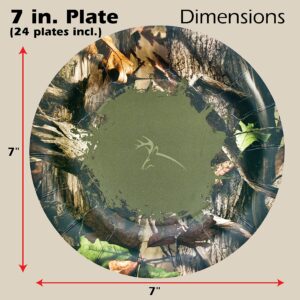 Havercamp Next Camo 7" Party Plates (24 pack) Hunting Camo Round Dessert Plates with Buck logo. Great for Hunter Themed Party, Camouflage, Birthdays, Graduations, Outdoor Family Picnics.