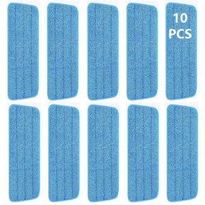 yoqxhy 10 pack spray mop replacement pads, (16.5x5.5 inch) microfiber wet dry floor mops refills reusable for home & commercial,(blue)