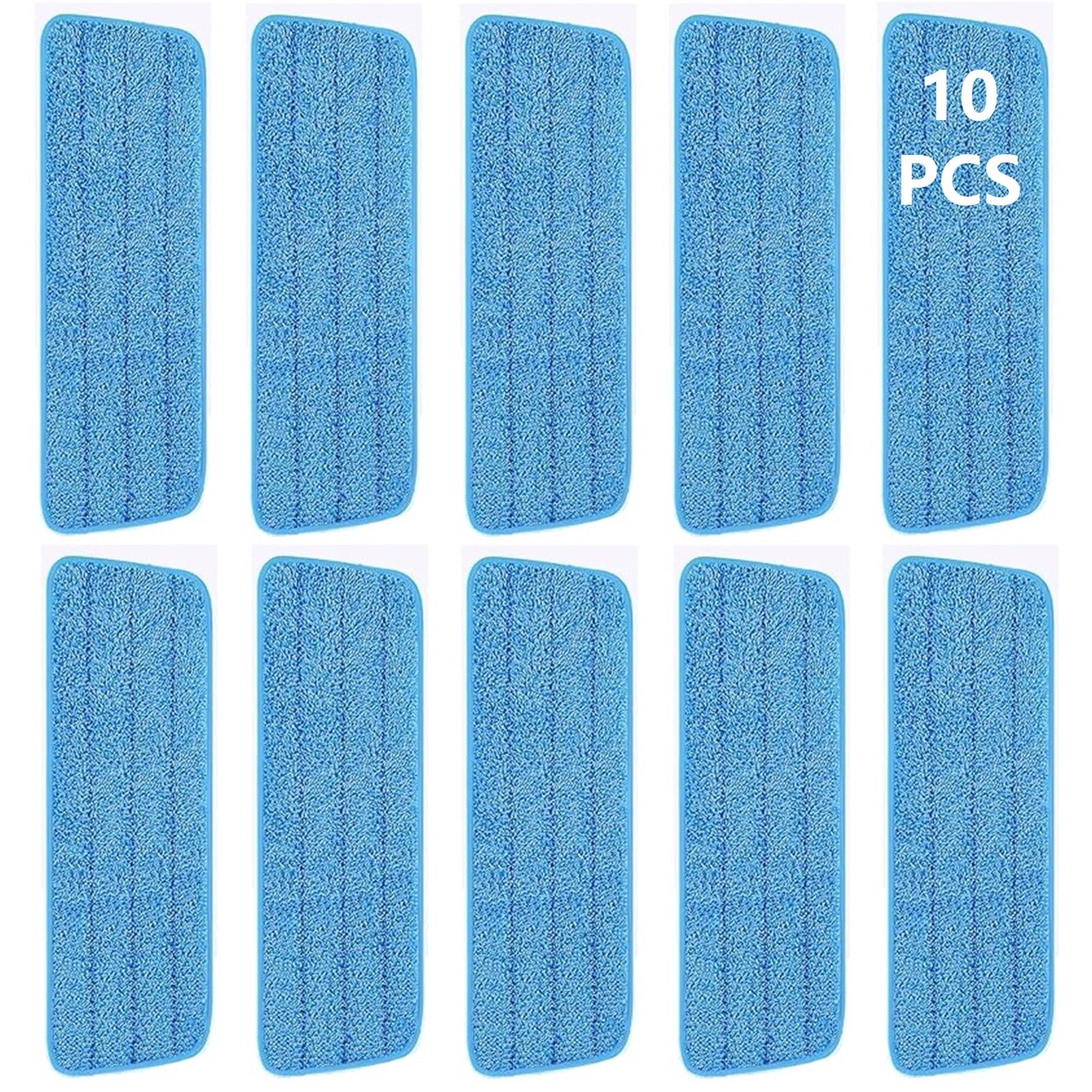 YOQXHY 10 Pack Spray Mop Replacement Pads, (16.5x5.5 Inch) Microfiber Wet Dry Floor Mops Refills Reusable for Home & Commercial,(Blue)