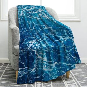 jekeno wave blanket blue sea wave print throw blanket lightweight cozy soft print warm for kids teens gift 50"x60"