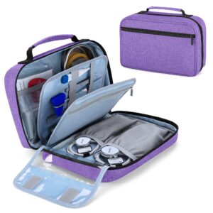 damero carrying case for 2 stethoscopes, portable stethoscope case compatible with 3m littmann/adc/omron stethoscope, bp cuffs and other accessories, purple