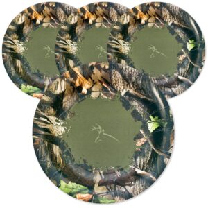 Havercamp Next Camo 7" Party Plates (24 pack) Hunting Camo Round Dessert Plates with Buck logo. Great for Hunter Themed Party, Camouflage, Birthdays, Graduations, Outdoor Family Picnics.