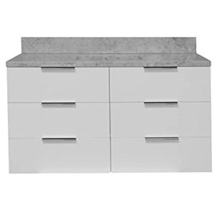 Kitchen Bath Collection Oslo 48-inch Floating Bathroom Vanity (Carrara/White): Includes White Cabinet with Authentic Italian Carrara Marble Countertop and White Ceramic Sink