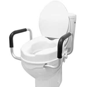 PEPE - Toilet Seat Riser with Handles, Toilet Seat Risers for Seniors, Toilet Riser with Handles, Raised Toilet Seat with Lid, Handicap Toilet Seat with Handles Over Toilet, White 4"