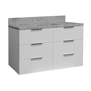 kitchen bath collection oslo 48-inch floating bathroom vanity (carrara/white): includes white cabinet with authentic italian carrara marble countertop and white ceramic sink