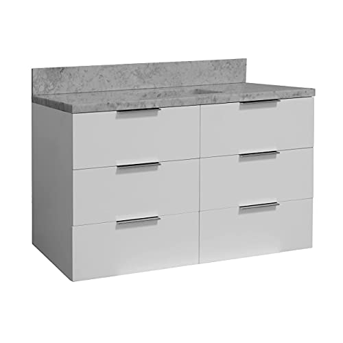 Kitchen Bath Collection Oslo 48-inch Floating Bathroom Vanity (Carrara/White): Includes White Cabinet with Authentic Italian Carrara Marble Countertop and White Ceramic Sink