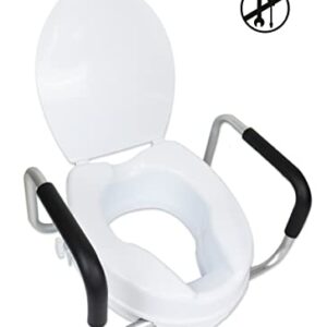 PEPE - Toilet Seat Riser with Handles, Toilet Seat Risers for Seniors, Toilet Riser with Handles, Raised Toilet Seat with Lid, Handicap Toilet Seat with Handles Over Toilet, White 4"