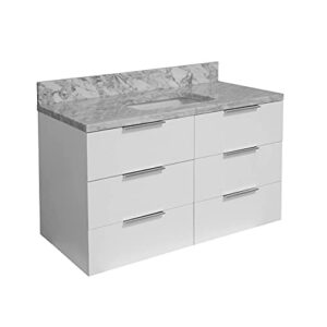 kitchen bath collection oslo 42-inch floating bathroom vanity (carrara/white): includes white cabinet with authentic italian carrara marble countertop and white ceramic sink