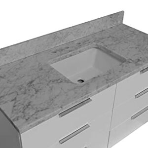 Kitchen Bath Collection Oslo 48-inch Floating Bathroom Vanity (Carrara/White): Includes White Cabinet with Authentic Italian Carrara Marble Countertop and White Ceramic Sink