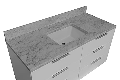 Kitchen Bath Collection Oslo 48-inch Floating Bathroom Vanity (Carrara/White): Includes White Cabinet with Authentic Italian Carrara Marble Countertop and White Ceramic Sink