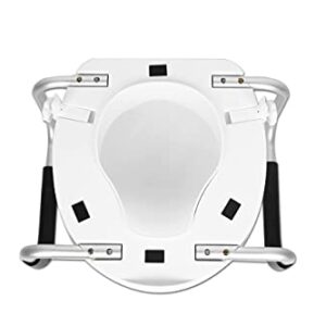 PEPE - Toilet Seat Riser with Handles, Toilet Seat Risers for Seniors, Toilet Riser with Handles, Raised Toilet Seat with Lid, Handicap Toilet Seat with Handles Over Toilet, White 4"