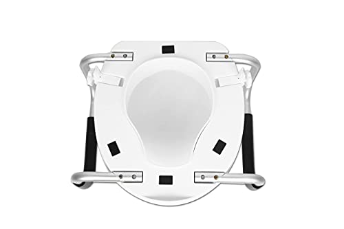 PEPE - Toilet Seat Riser with Handles, Toilet Seat Risers for Seniors, Toilet Riser with Handles, Raised Toilet Seat with Lid, Handicap Toilet Seat with Handles Over Toilet, White 4"