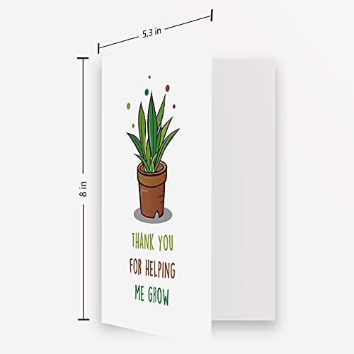 OJsensai Cute Teachers Day Card, Thank You Card for Teacher, Appreciation Card for School Teacher Mom, Thank You for Helping Me Grow