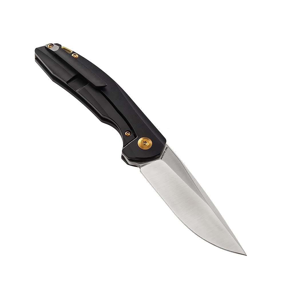 KANSEPT Pocket Knife Mini Accipiter, CPM-S35VN 6.73in Front Flipper Pocket Knives with 2.95in Drop Point Blade and Copper and Titanium Handle, Camping Hunting,EDC Tactical Knives K2007A3