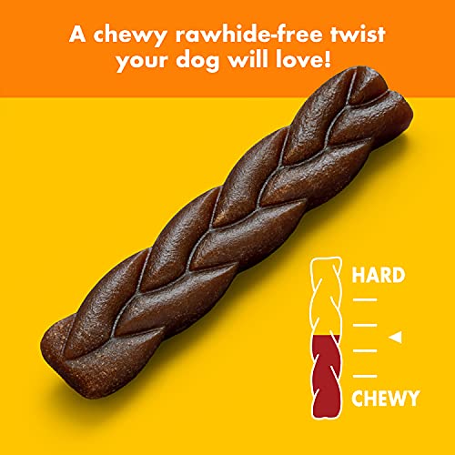 Chewsday 5-Inch Dog Chew Braids, Made in The USA, All Natural Rawhide-Free Highly-Digestible Treats, Peanutty Bliss - 7 Count