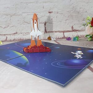 3D Space Shuttle Pop Up Greeting Card for Kids Spacecraft Spaceship Universe Science Lover,For All Occasion, Graduations, Happy Birthday Cards For Children, Son, College With Envelop,Size 6x8 Inch