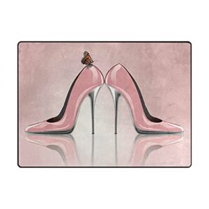 alaza high heel shoes butterfly non slip area rug 4' x 5' for living dinning room bedroom kitchen hallway office modern home decorative