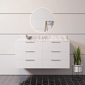 Kitchen Bath Collection Oslo 48-inch Floating Bathroom Vanity (Carrara/White): Includes White Cabinet with Authentic Italian Carrara Marble Countertop and White Ceramic Sink