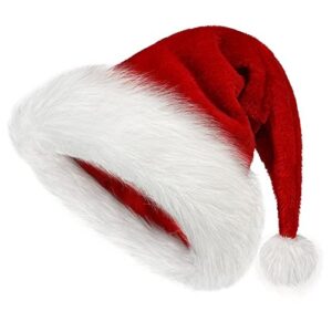 bsvi christmas hat, santa hat holiday for adults unisex velvet comfort extra thicken fur xmas hat for new year festive party