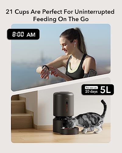 PETLIBRO Automatic Cat Feeder, Automatic Dog Feeder with Freshness Preservation, 5L Timed Cat Feeders for Dry Food, Up to 6 Meals Per Day, Granary Pet Feeder for Cats/Dogs