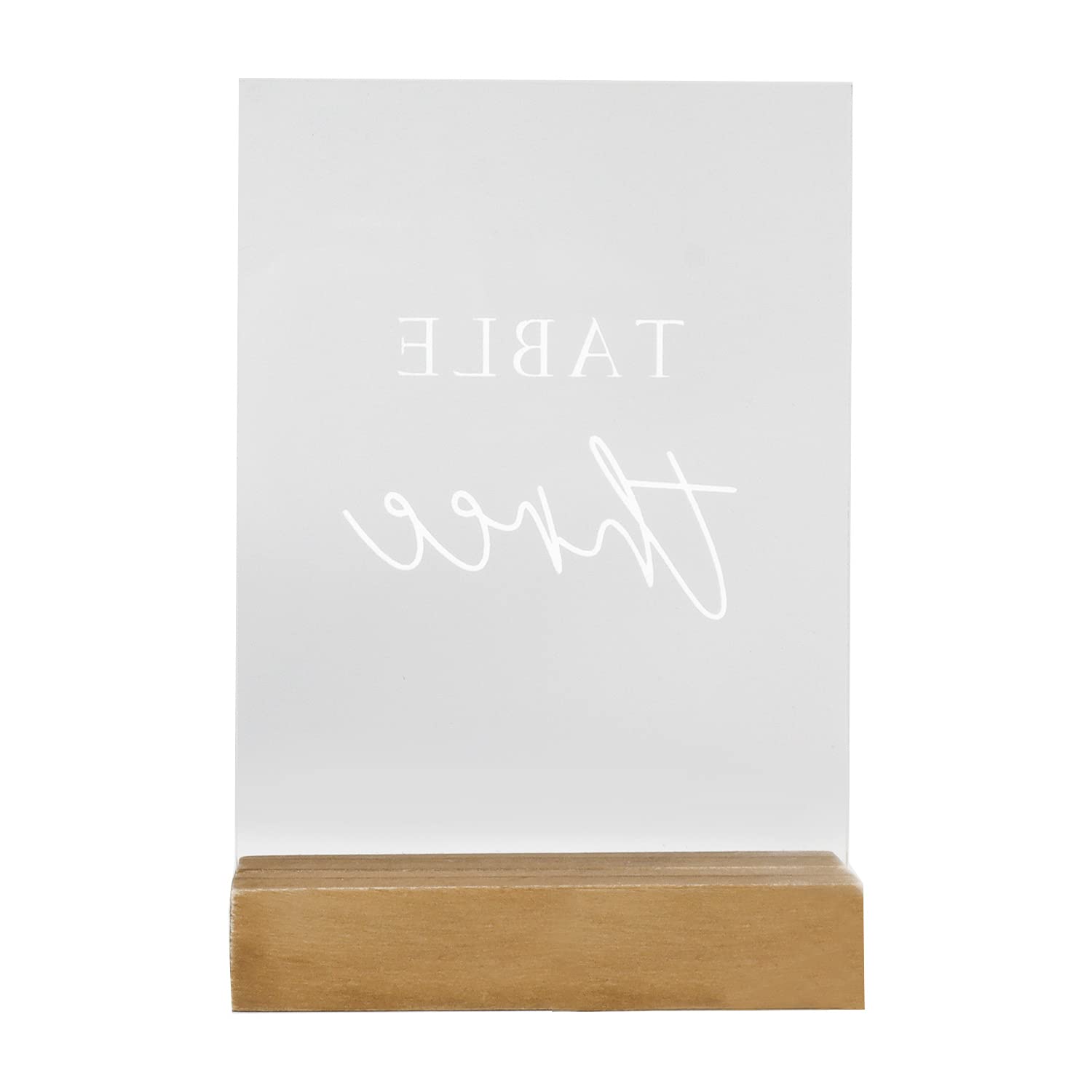 Hanna Roberts Modern Table Number Acrylic Signs with Wood Stand for Wedding Reception, Restaurant, Event Party, 3.9" x 1.5" x 5.8" (Set of 10, 1-10)