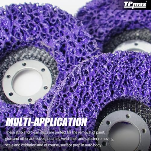 Ur-Excellent 4-1/2" x7/8'' Stripping Discs Rust Remover Wheel Remove Paint and Oxidation Poly Strip Wheel Disc Abrasive Angle Grinding Wheel - 5 Pack(Purple)