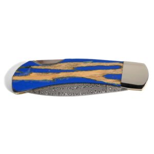 Santa Fe Stoneworks Cholla Cactus 3-inch Pocketknife with Damascus Steel Blade, Blue, One Size