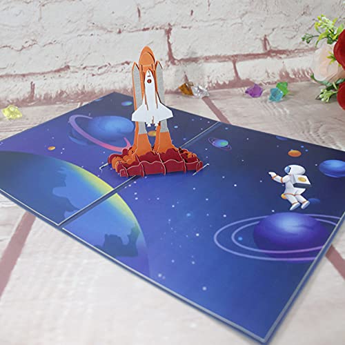 3D Space Shuttle Pop Up Greeting Card for Kids Spacecraft Spaceship Universe Science Lover,For All Occasion, Graduations, Happy Birthday Cards For Children, Son, College With Envelop,Size 6x8 Inch