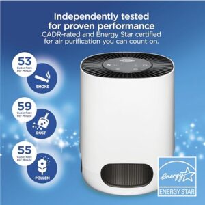 Clorox Air Purifiers for Home, True HEPA Filter, Small Rooms Up to 200 Sq Ft, Removes 99.9% of Mold, Viruses, Wildfire Smoke, Allergens, Pet Allergies, Dust, AUTO Mode, Whisper Quiet