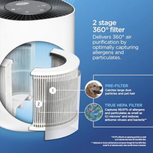 Clorox Air Purifiers for Home, True HEPA Filter, Small Rooms Up to 200 Sq Ft, Removes 99.9% of Mold, Viruses, Wildfire Smoke, Allergens, Pet Allergies, Dust, AUTO Mode, Whisper Quiet