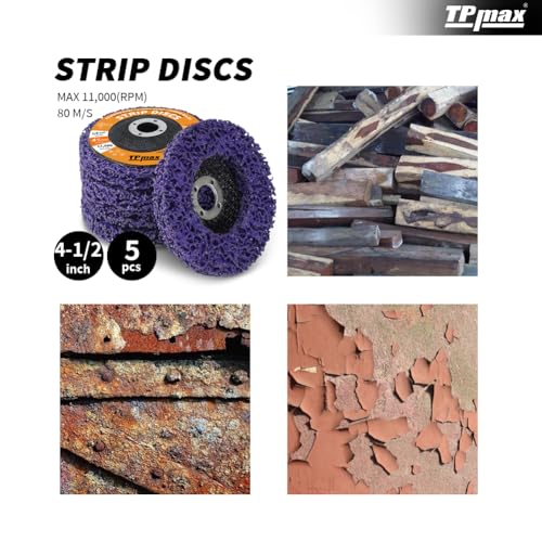 Ur-Excellent 4-1/2" x7/8'' Stripping Discs Rust Remover Wheel Remove Paint and Oxidation Poly Strip Wheel Disc Abrasive Angle Grinding Wheel - 5 Pack(Purple)