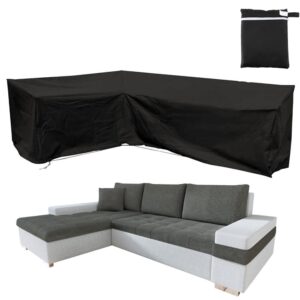 bosking patio furniture covers 87"(left) x112(right) l-shaped sectional garden sofa cover 420d heavy duty waterproof dustproof furniture protection corner sofa cover for outdoor indoor veranda black