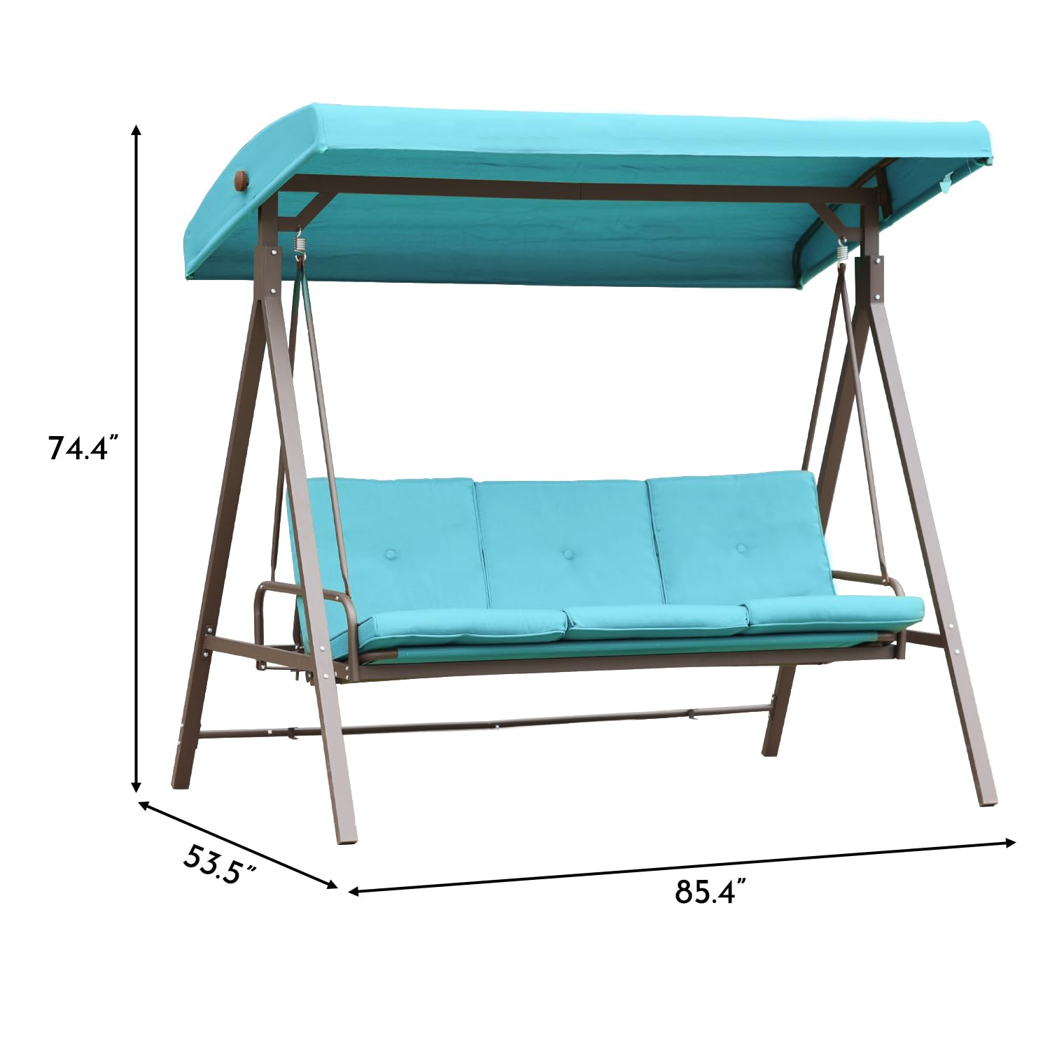 Aoodor 2 in 1 Patio Porch Swing Bed Olefin Fabric Fade Resistant Outdoor Converting Adjustable Canopy, Weather Resistant Glider with Removable 3 Seater - Teal