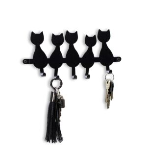 geguton wall key holder - steel hooks holders organizer for keys, decoration and functional items for home, birthday gifts (cats theme)