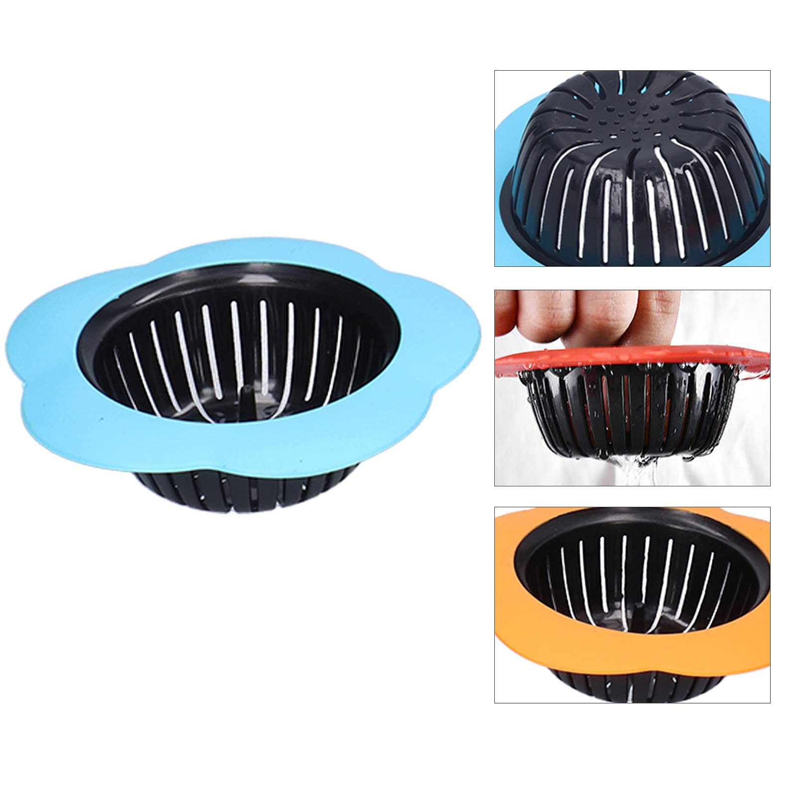 4Pcs Silicone Kitchen Sink Strainer, Hair Catcher Silicone Shower Drain Covers Kitchen Drain Filter Basket Pouring Strainers for Bathroom Bathtub and Kitchen, 4.4" Diameter