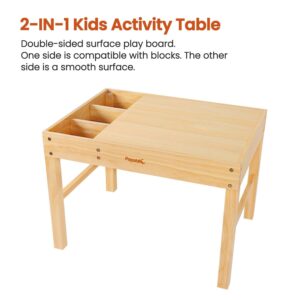 Papablic 2 in 1 Kid Activity Table with Large Storage for Older Kids Compatible with Lego Building Block for Boys Girls