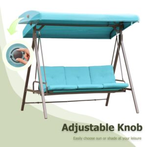 Aoodor 2 in 1 Patio Porch Swing Bed Olefin Fabric Fade Resistant Outdoor Converting Adjustable Canopy, Weather Resistant Glider with Removable 3 Seater - Teal