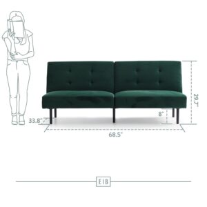 Edenbrook Gilman Futon - Futon Sofa Bed - Futon Couch - Small Futon - Living Room Furniture - Armless Sofa Bed Couch - Sofa - Green Velvet Futon