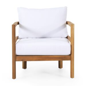 Christopher Knight Home Ellendale Club Chair, White + Teak