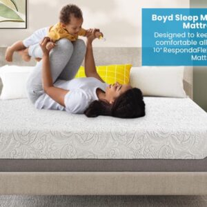 Boyd Sleep 8" RespondaFlex Queen Size Medium Firm Gel Memory Foam Mattress, Cooling Air Flow Layer, and Comfort Support Base, Bed in Box, Fiberglass Free,White