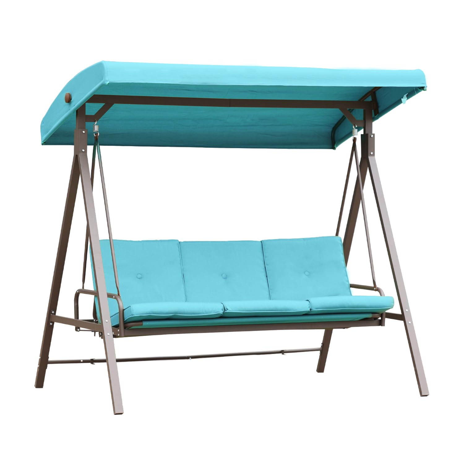 Aoodor 2 in 1 Patio Porch Swing Bed Olefin Fabric Fade Resistant Outdoor Converting Adjustable Canopy, Weather Resistant Glider with Removable 3 Seater - Teal