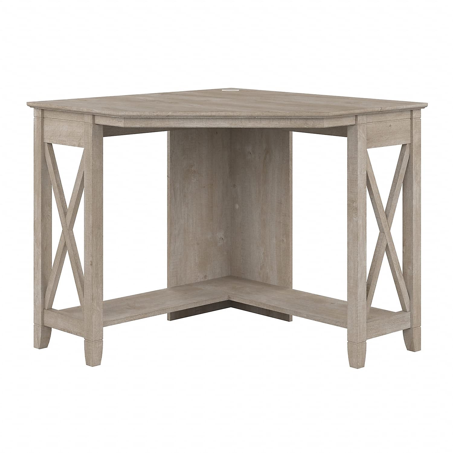 Bush Furniture Key West Small Corner Desk in Washed Gray