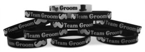 novel merk the groom & team groom wristbands party favors for bachelor party, bridal shower & wedding party black & white (11 pieces)