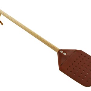 Heavy Duty Leather Fly Swatter with Oak Wooden Handle 18 inch (3)