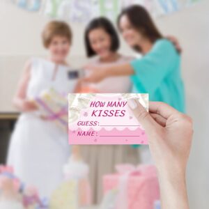 How Many Kisses Baby Shower Game, Baby Shower Game for Girl -1 Sign and 50 Guessing Cards(K01)